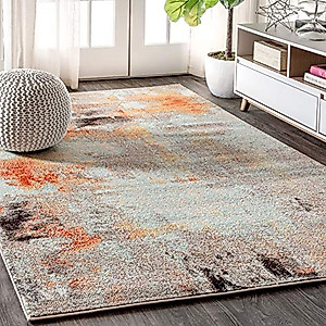 JONATHAN Y CTP104B-5 Contemporary POP Modern Abstract Vintage Cream/Orange 5 ft. x 8 ft. Area-Rug, Bohemian, Easy-Cleaning, for Bedroom, Kitchen, Living Room, Non Shedding