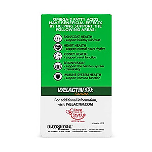 Nutramax Welactin Omega-3 Fish Oil Skin and Coat Health Supplement Liquid for Dogs, 120 Softgels