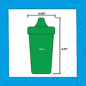 Re Play Made in USA 2pk Toddler Feeding No Spill Sippy Cups with 1 Piece Silicone Easy Clean Valve, BPA Free Eco Friendly Heavyweight Recycled Milk Jugs, Virtually Indestructible, Lime & Sky Blue