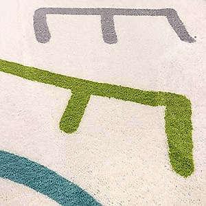 STARUIA Colorful ABC Kids Rug Play Mat for Playroom, 55"x47" Hexagon Washable Nursery Rug for Boys Girls Bedroom, Non-Slip Educational Rainbow Carpet for Classroom Reading Room