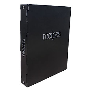 AuldHome Farmhouse Cookbook Recipe Binder (Black); Rustic Enamelware Style Metal 3-Ring Binder for Family Recipes, Custom Cookbooks and More