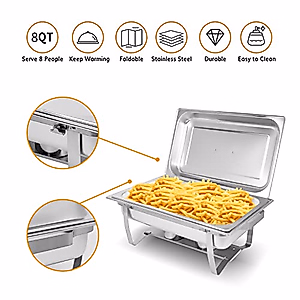 ORNKAT Food Warmers For Parties [2 Pack] 8QT Stainless Steel Chafing Dish Buffet Set,Party Wedding Event Warming Trays For Food With 1*Full Tray+2*Half Trays