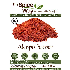 The Spice Way - Premium Aleppo Pepper |4 oz.| Crushed Aleppo Pepper Flakes (Halaby Pepper/Pul Biber/Marash Chili Flakes) Popular in Turkish and Middle Eastern/Mediterranean cooking