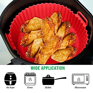 Silicone Air Fryer Liners,Replaces Flammable Parchment Paper, Air Fryer Silicone Basket Non-Stick Safe & Easy to Clean,Reusable.(Top: 8inch, Bottom: 6.75inch, 2 Pack)