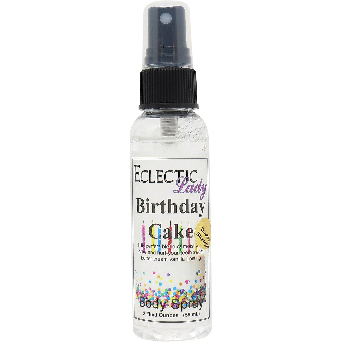 Birthday Cake Body Spray (Double Strength), 2 ounces, Body Mist for Women with Clean, Light & Gentle Fragrance, Long Lasting Perfume with Comforting Scent for Men & Women, Cologne with Soft, Subtle