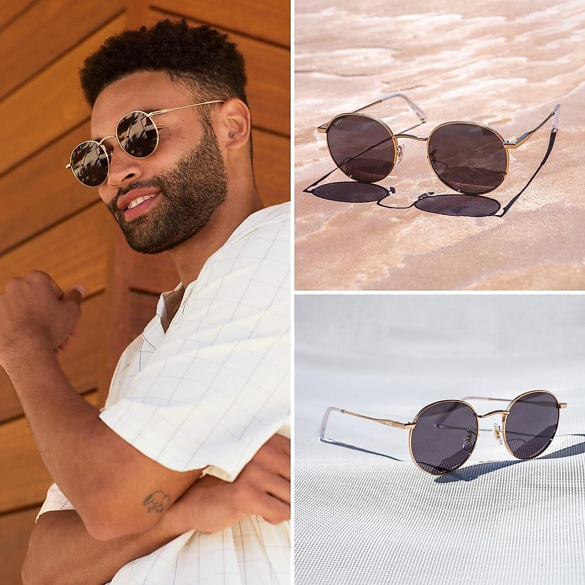 WearMe Pro - Reflective Lens Round Trendy Sunglasses (Gold Frame/Smoke Green Lens, 51)