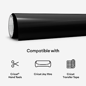 Cricut Joy Xtra Smart Vinyl - Permanent, Water & UV Resistant, Fade-Proof Adhesive Vinyl for Creating Decals, Outdoor DIY Projects, Ideal Sticker Vinyl for Mailboxes, Bottles, & More, Black (3 ft), 3ft