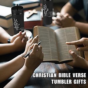 Teenyyou 10 Pcs Christian Tumbler Gifts for Men Women Bible Verse Skinny Cups 16 oz Plastic Religious Cups with Lids Straws Mother's Day Easter Gifts for Church Sunday School Teacher (Boho Spanish)