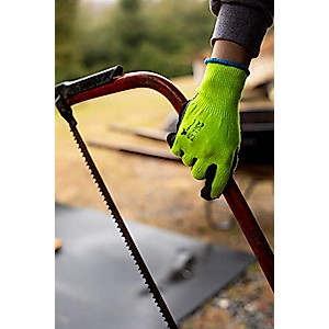 G & F 1516 6 Pairs Pack Premium High Visibility Low emissions Green Work and gardening Gloves for Men and Women. MicroFoam Textured Coated Palm and Fingers Gloves for Gardening Work, X-Large, Green