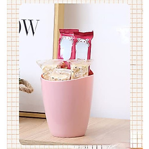 JIBIACB Plastic Small Trash Can, Mini Trash Can,Wall Mounted Trash Can Wastebasket,Garbage Container Bin for Bathroom, Powder Room, Bedroom, Kitchen, Craft Room, Office (Pink)