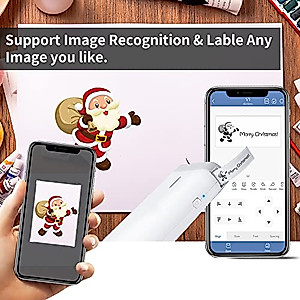yugyet Mini Lable Maker Bluetooth Thermal Printer Portable with One Label Sticker Roll USB Rechargeable White