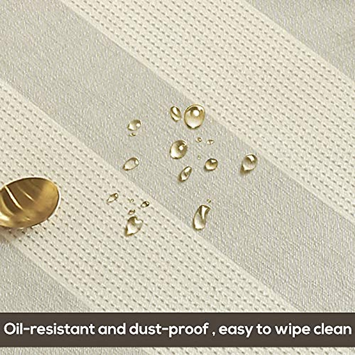 AmHoo Stitching Tassel Tablecloth Striped Table Cloth Rectangle Cotton Linen Dust-Proof Table Cover for Kitchen Dinning 54 x 70 Inch Beige