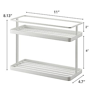 YAMAZAKI Home Countertop Spice Caddy-Storage and Organizer Rack | Steel, One Size, White