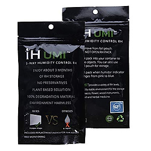 IHUMI Humidity Control Packs,58-Percent RH 2-Way Humidor Packs,Humidity Packs for Herbal,4 Gram 60 Pack