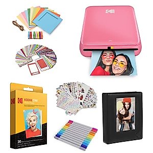 Kodak Step Instant Color Photo Printer with Bluetooth/NFC, ZINK Technology & Kodak App for iOS & Android (Pink) Starter Bundle