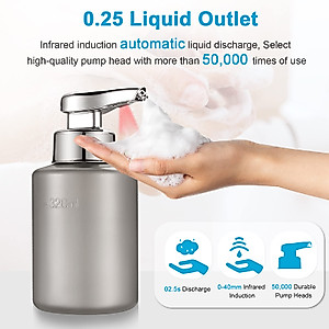 Automatic Foaming Soap Dispenser Touchless, Kitchen Soap Dispenser, Foam Hand Free Soap Dispenser Bathroom, Auto Soap Dispenser Touchless (Smoky, Foam)