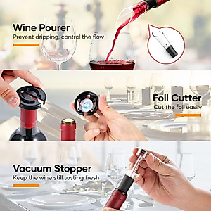Electric Wine Bottle Opener Rechargeable, Assark Cordless Automotic Electric Corkscrew Wine Opener with Foil Cutter,Wine Pourer and Vacumm,One-click Button Reusable Wine Opener, For Festival Party
