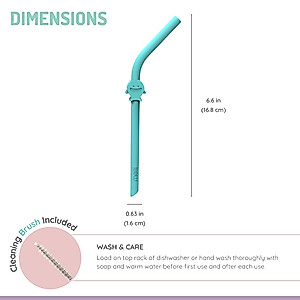 melii Reusable Silicone Animal Straws for Kids with Cleaning Brush – BPA Free, Dishwasher & Microwave Safe (12 Straws)