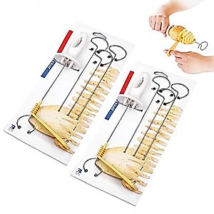 2 Set Tornado Spiral Potato Cutter Manual Slicer, Fry Vegetable Spiralizer Chips Maker with 4 stainless steel Sticks