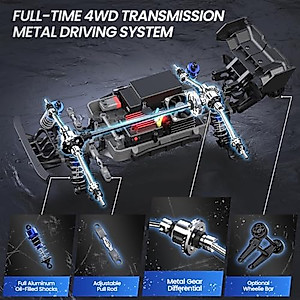 DEERC Fast Brushless RC Car for Adults, Max 42mph with 3S(not included), 1:16 4x4 High Speed RC Truck with 2 Lipo Batteries,All Terrains RC Monster Truck, Off Road Electric Vehicle Gift