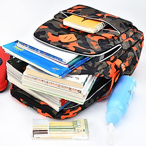 Yvechus Camo Backpack Set with Lunch Bag Lightweight Waterproof School Backpack Bookbag for Boys Girls (B-Style Camo Orange)