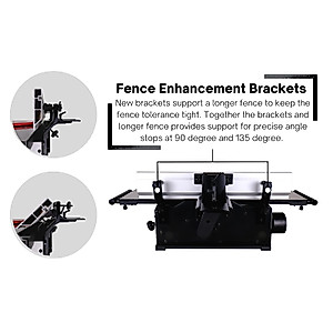 Cutech 40180HI 8-Inch Spiral Cutterhead Benchtop Jointer with Cast Iron Tables, 16 Tungsten Carbide Inserts, Extra Long 24" Fence and Additional Fence Brackets