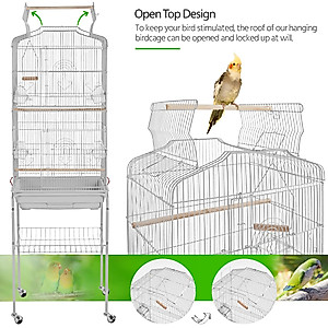Yaheetech 64inch Height Open Top Bird Cage Metal Parrot Cage w/Detachable Rolling Stand for Medium Small Parrot Parakeet Birds