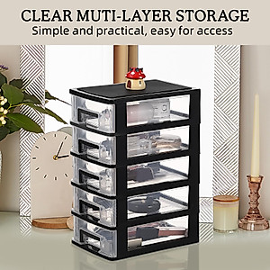 SAFIGLE 5 Drawer Storage Organizer Mini Plastic Drawers Organizer Plastic Storage Bins with Drawers Space Saving Small Plastic Drawers for Crafts Small Tools Sationary and Hardware
