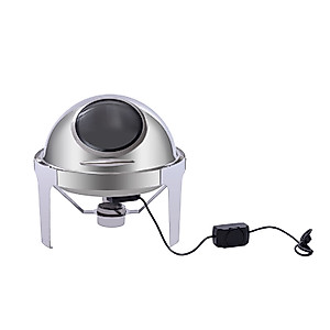 6L Roll Top Chafing Dish,400W Stainless Steel Chafing Dish Buffet Warmer with 2 Pots,55-85°C Temperature Adjustable,90-180°Rolling Lid,Roll Top Bundle for Home Kitchen Restaurant Buffet Hotel