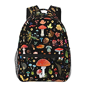 launamren Mushroom Backpack Casual Travel Daypack For Boys And Girls With Adjustable Padded Shoulder Straps Day Pack For College Travel Hiking Camping Size 15.7x11.4x7.8 Inches