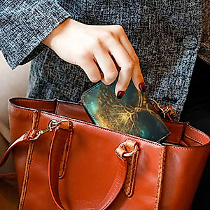 Sletend RFID Credit Card Holder Tree Of Life Leather With Zipper Card Case Wallet for Women Girls
