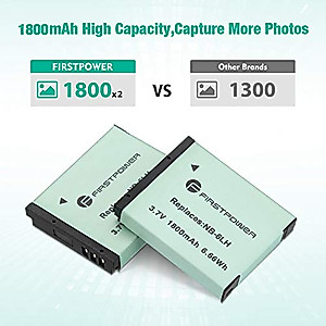 FirstPower 2 Pack NB-6LH NB-6L Batteries and Dual USB Charger Compatible with Canon Powershot S120, SX510 HS, SX280 HS, SX500 is, SX700, D20, S90, D30, ELPH 500, SX270, SX240, SX520