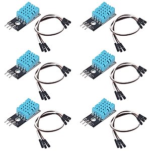 6pcs DHT11 Temperature Humidity Sensor Module Digital Temperature Humidity Sensor 3.3V-5V with Wires, Humidity Measure Range 20%-95% Temperature Measure Range 0-50℃