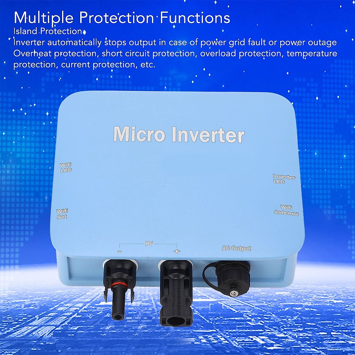 Grid Tie Inverter, DC PV Input MPPT Pure Sine Micro Inverter, WiFi or Mobile APP Monitor, Automatic Power Lock, 120V Waterproof Solar Panel Inverter with Integrated AC Output
