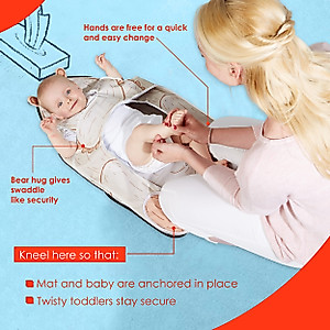 Anti roll Changing mat Baby - The Wriggler Portable Travel pad with Straps