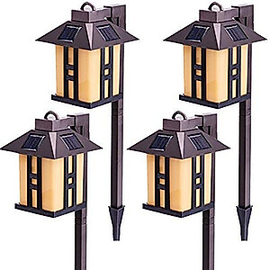 GIGALUMI Solar Pathway Lights, Solar Outdoor Lights Pathway, Decorative Solar Garden Lights for Lawn/Patio/Yard/Pathway/Walkway/Driveway Decoration 4 Pack
