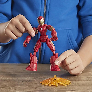 Marvel Avengers E7870 Beyblade Bend and Flex Action, 6-Inch Flexible Iron Man Figure, Includes Accessory, Ages 4 and Up, Multicoloured