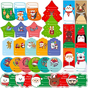 Funnlot Gift Tags Self Adhesive 236 PCS Christmas Labels for Gifts Christmas Santa Claus Stickers Christmas Tag Christmas Santa Claus Stickers Christmas Festival Birthday Holiday Decor