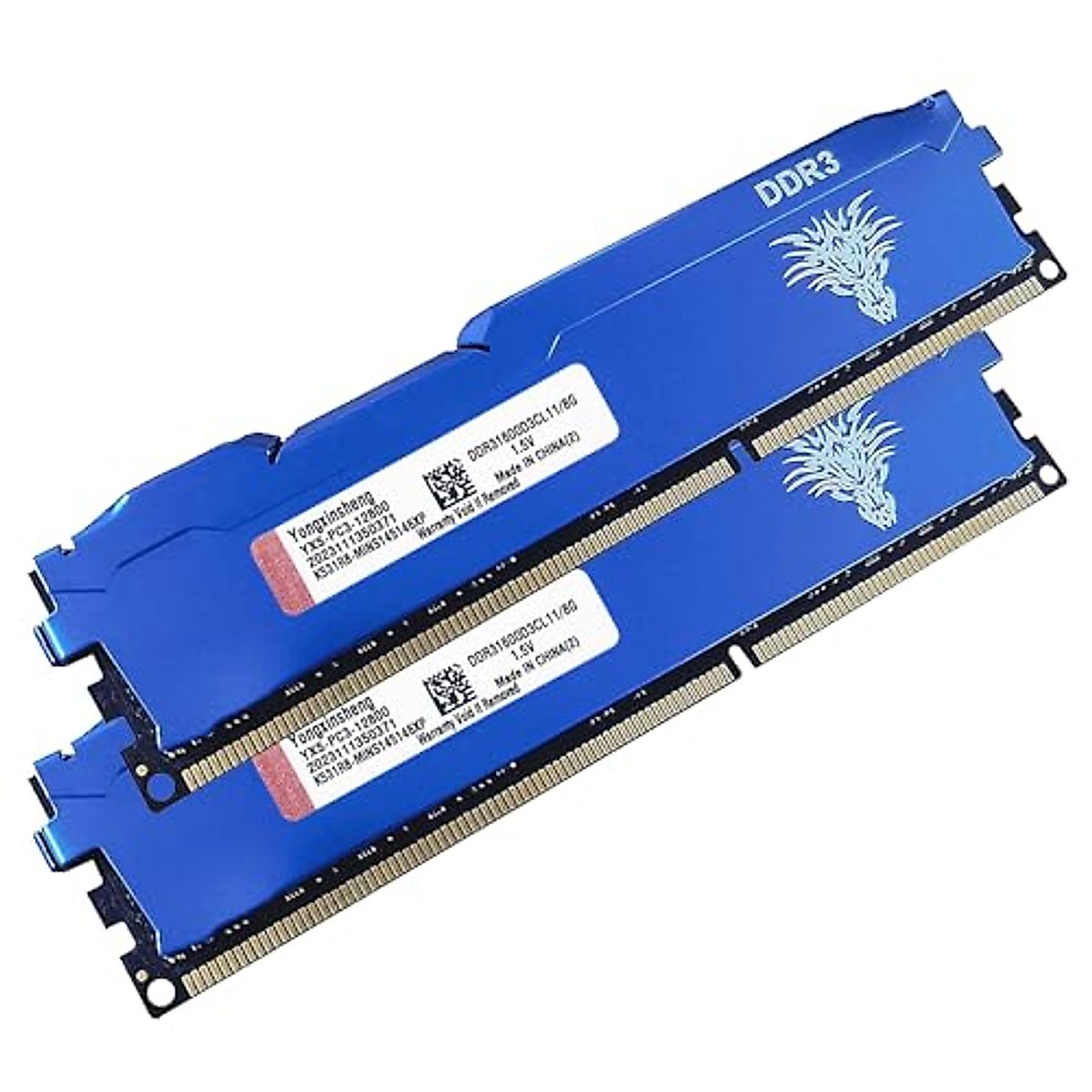 Yongxinsheng DDR3 16GB Kit (8GBx2) Desktop RAM 1600MHz PC3-12800 UDIMM Non-ECC Unbuffered 1.5V 2Rx8 Dual Rank 240 Pin CL11 PC Computer Memory Upgrade Module (Blue)