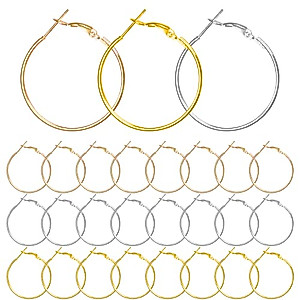 FANMAOUS 60Pcs Hoop Earring Findings Stainless Steel Earrings Beading Round Earrings Hypoallergenic Hoop Earrings Open Beading Hoop for Jewelry Making DIY Crafts Art Creation Girl (40mm)