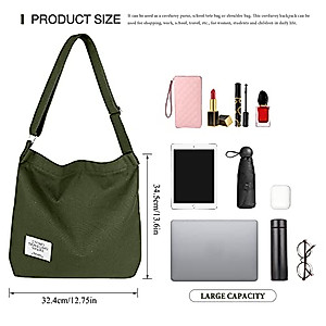 Tote Bag for Women Canvas Cute Tote Bag Aesthetic Hobo Bags for Women for Work Travel Easy to Fold (Army Green)