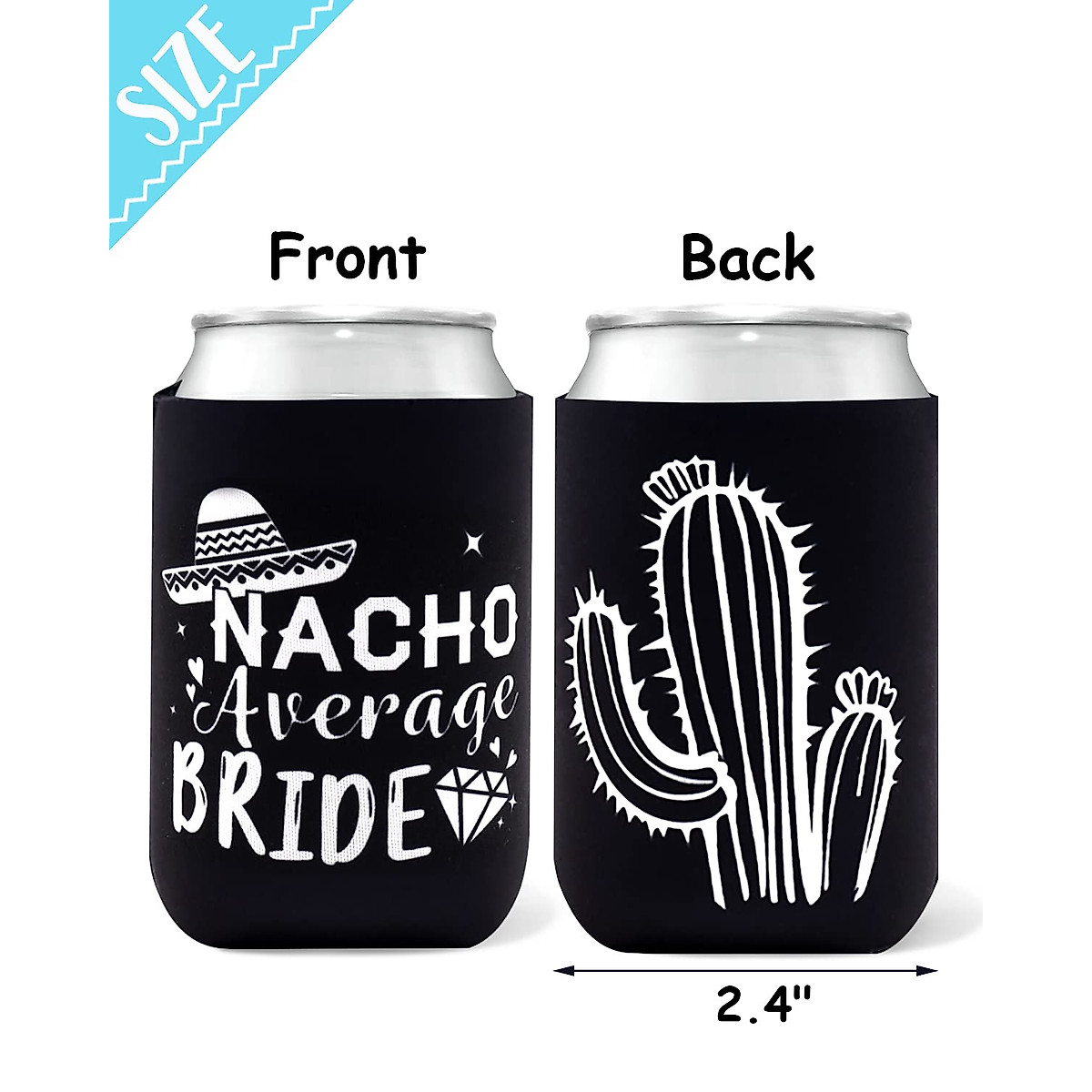 12-Pack Fiesta Bachelorette Party Can Sleeves Nacho Average Bride Can Sleeves Favor for Mexico Bachelorette Party Supplies Final Fiesta Party Decorations
