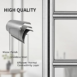 NORTTA Freestanding Towel Warmer 6 Bars Plug-in Option 3 Working Modes Brushed Stainless Steel 24” W 34” H