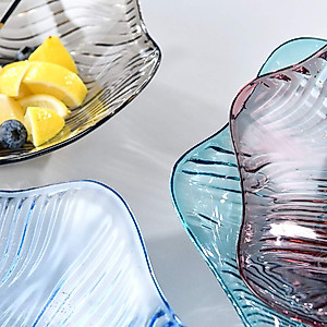 DOITOOL Salad Bowl for Lunch Plastic Crystal Fruit Plate Flower Design Snack Nut Dish Wave Edge Candy Holder Salad Bowl for Home (Purple)