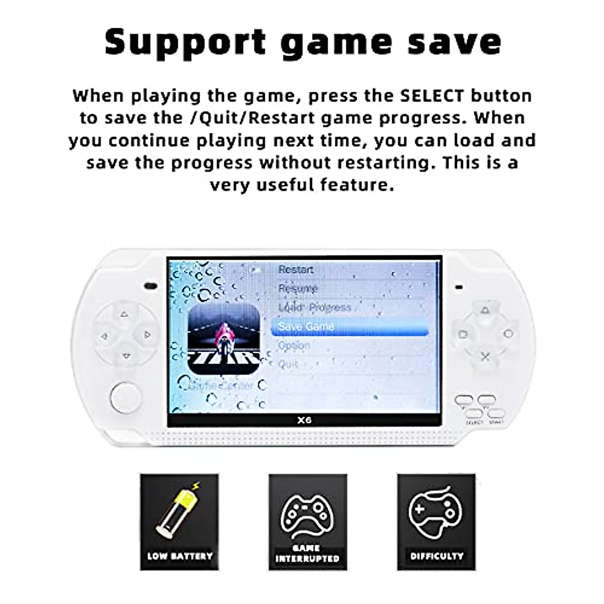 JXD 4.3 inch 8GB Handheld Game Console Built in 1500 Games for Multiple simulators x6 Retro Video Game Console mp3/mp4/Ebook TV Out Portable Game Player