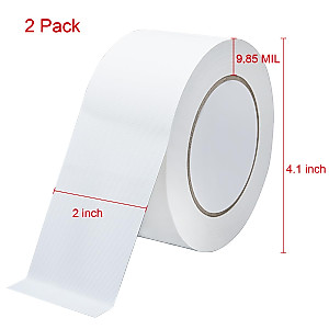 XUXU 2 Pack Duct Tape Heavy Duty Waterproof White Duct Tape, Strong Adhesive Duct Tape Bulk for Indoor Outdoor Repairs Tear by Hand, 40 Yards x 2 Inch Total