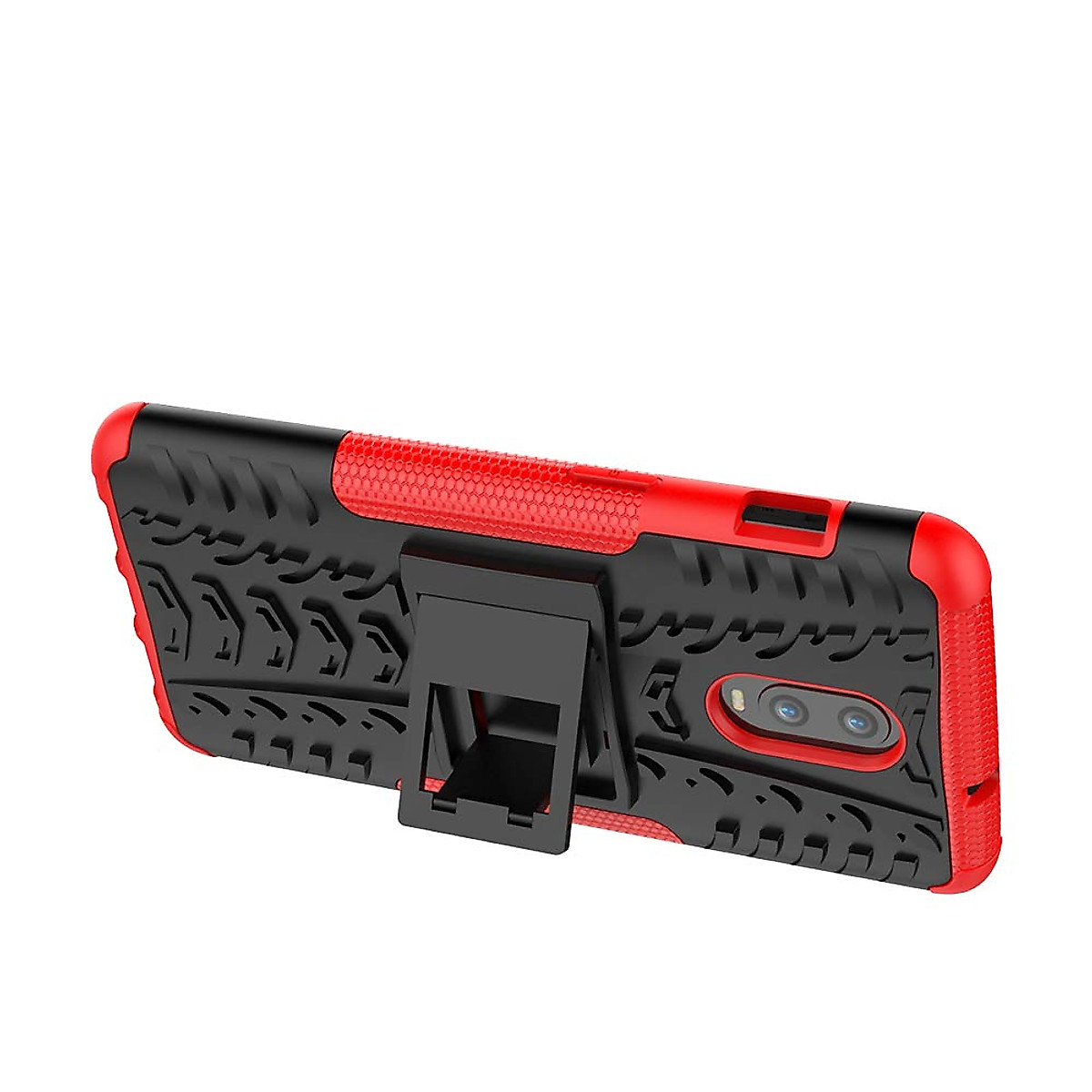 Phone Case for Oneplus 7 6T with Tempered Glass Screen Protector Cover and Stand Hard Rugged Hybrid Cell Accessories Oneplus6T A6013 Oneplus7 GM1900 One Plus6T 1+ Plus7 1 Plus 1plus Cases Black Red
