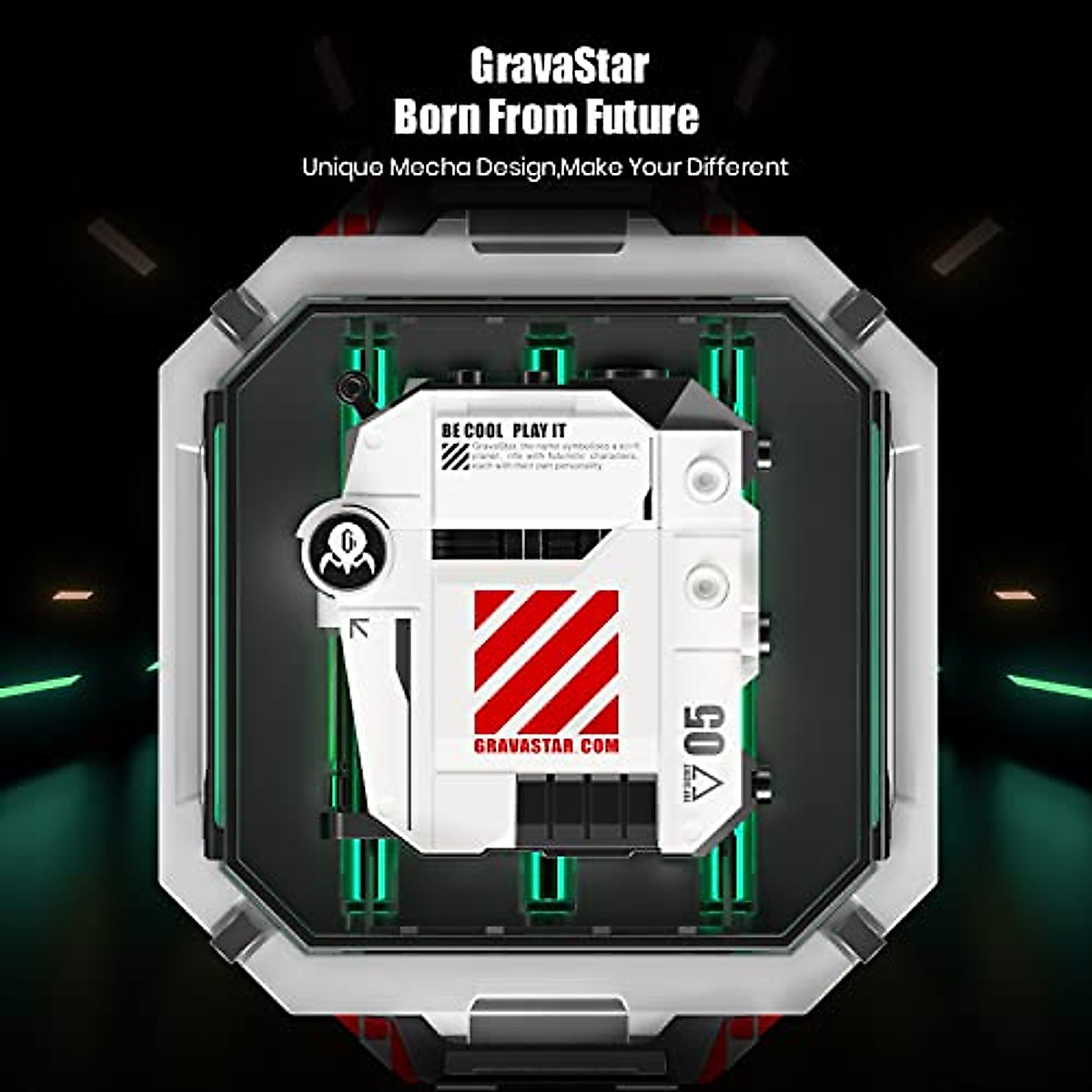 Gravastar Noise Cancelling Earbuds Sirius P5,Wireless Earbuds with Stereo Sound,4 RGB Lights,40H Playback, ENC for Clear Call,Bluetooth 5.2,IPX4,Support multipoint Connection(Defense Mecha)