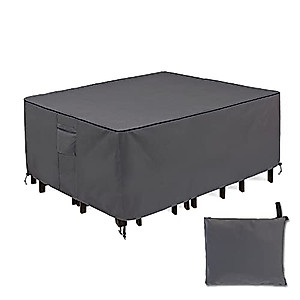 Petgrow Outdoor Cover Patio Furniture Set Covers Waterproof Rectangular Sectional Sofa Set Covers Outdoor Table and Chair Set Covers Water Resistant-74 Inch L x 47 Inch W x 27.5 Inch H