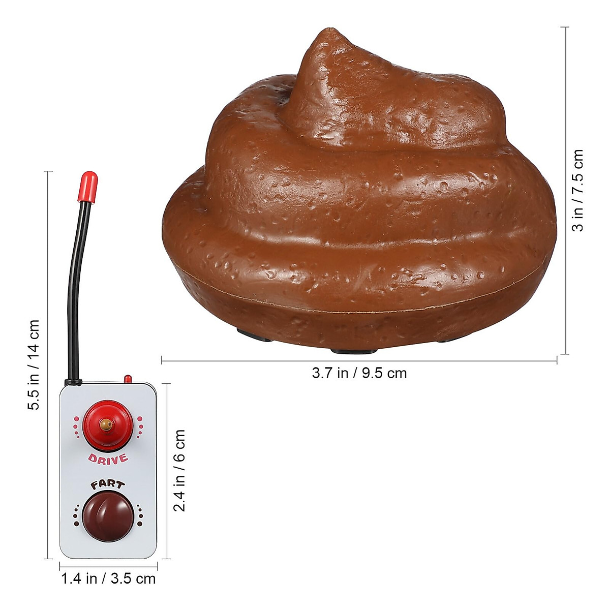 NUOBESTY Poop Car Remote Control Plastic Simulation Stool Toy Shit Poop Car with Spinning and Farting Action for Halloween April Fools Day Party Kids Child Toy